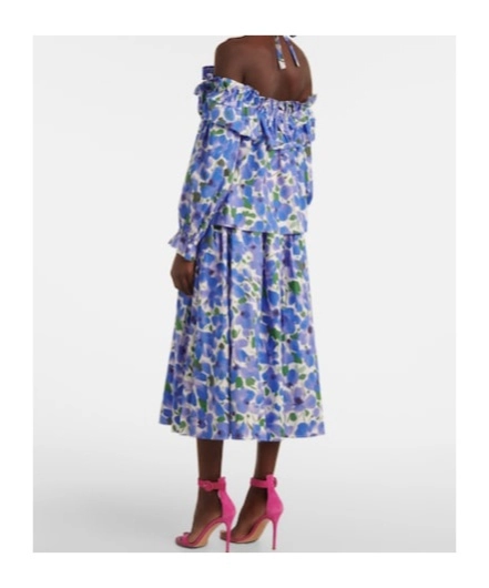 Carolina Herrera Floral Off-the-shoulder Cotton-blend Top