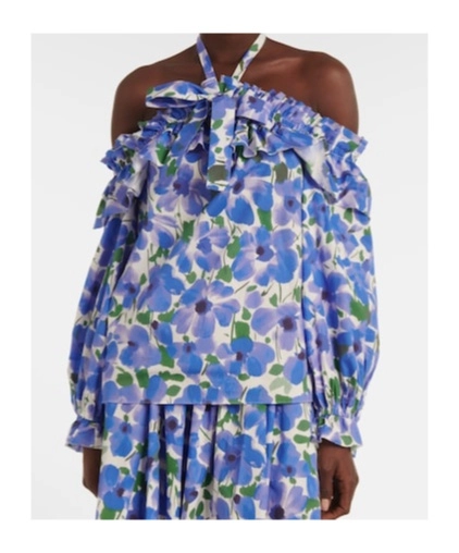 Carolina Herrera Floral Off-the-shoulder Cotton-blend Top