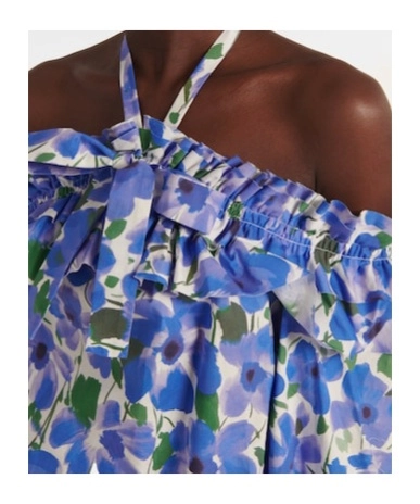 Carolina Herrera Floral Off-the-shoulder Cotton-blend Top