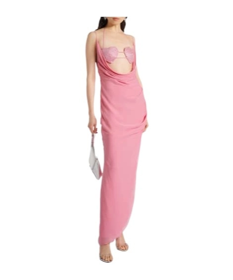 Blumarine Spaghetti Strap Cowl Back Maxi Dress