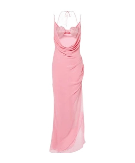 Blumarine Spaghetti Strap Cowl Back Maxi Dress - Pink
