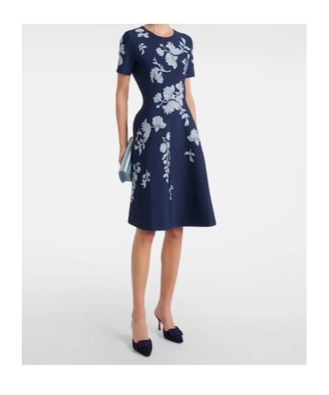 Carolina Herrera Floral Jacquard Midi Dress