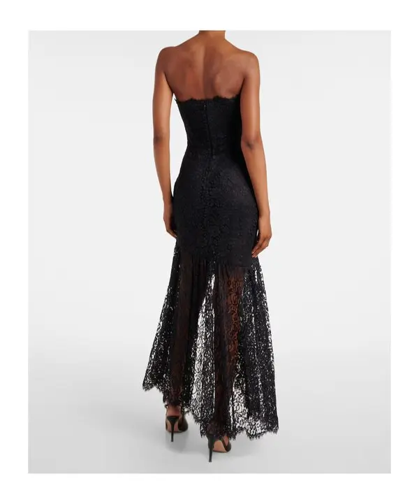 Alessandra Rich Bow-detail Asymmetric Lace Bustier Dress