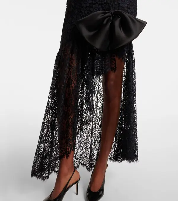Alessandra Rich Bow-detail Asymmetric Lace Bustier Dress