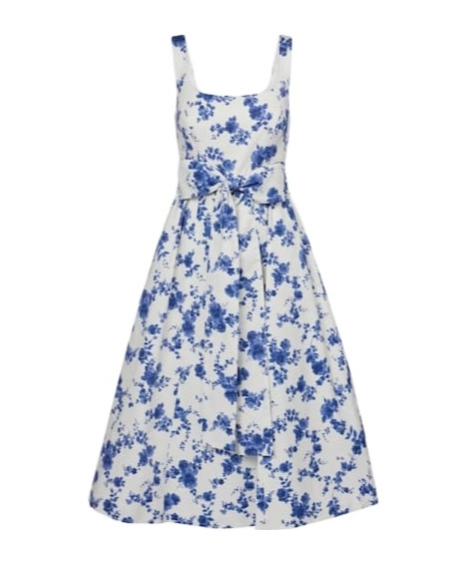 Carolina Herrera Floral Faille Midi Dress