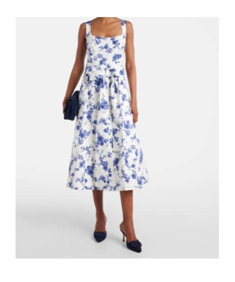Carolina Herrera Floral Faille Midi Dress