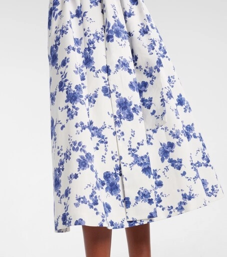 Carolina Herrera Floral Faille Midi Dress