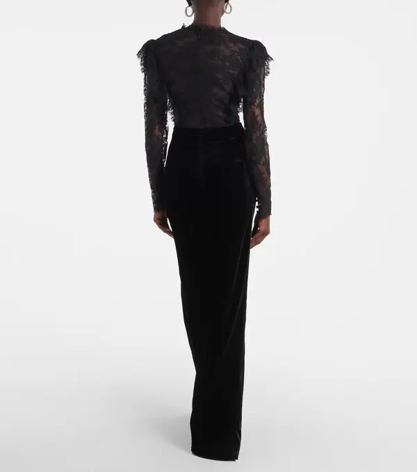 Alessandra Rich Lace And Velvet Dress