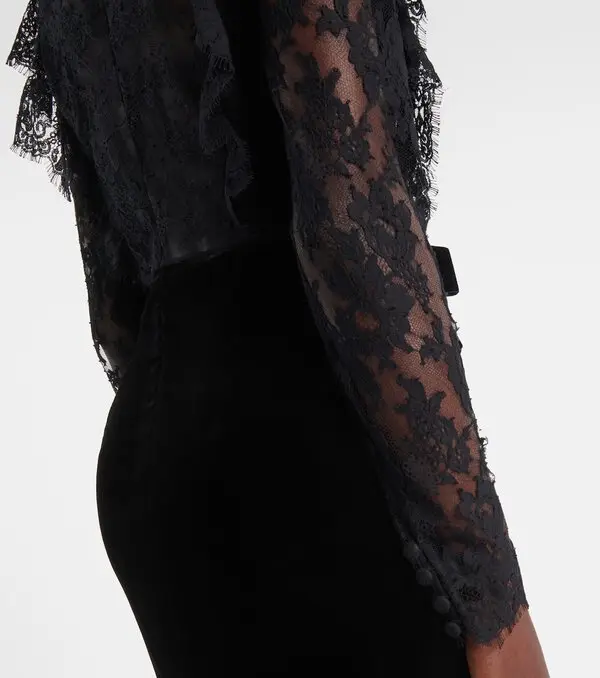 Alessandra Rich Lace And Velvet Dress