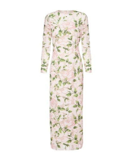 Oscar De La Renta Floral Guipure Lace Maxi Dress - Nude