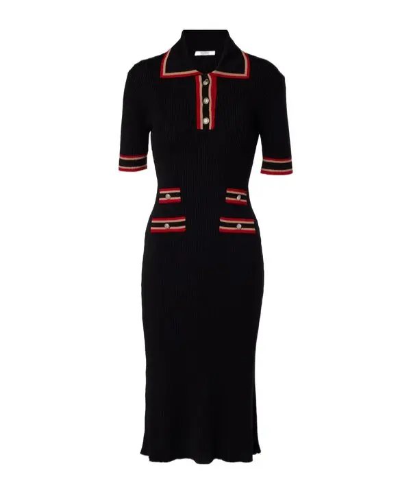 Alessandra Rich Ribbed-knit Virgin Wool Polo Dress