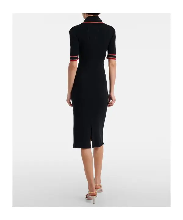 Alessandra Rich Ribbed-knit Virgin Wool Polo Dress