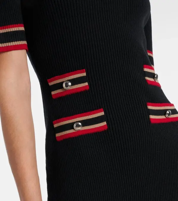 Alessandra Rich Ribbed-knit Virgin Wool Polo Dress