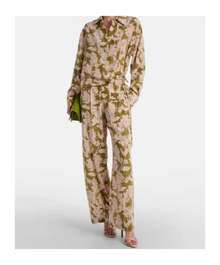 Victoria Beckham Printed Gathered Silk Blouse