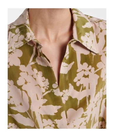 Victoria Beckham Printed Gathered Silk Blouse
