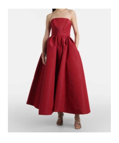 Carolina Herrera Strapless Belted Silk Cocktail Dress