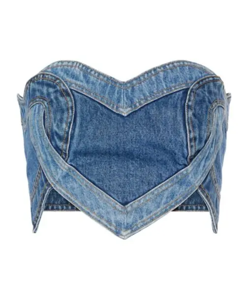 AREA Strapless Denim Top