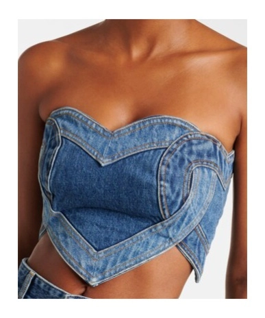 AREA Strapless Denim Top