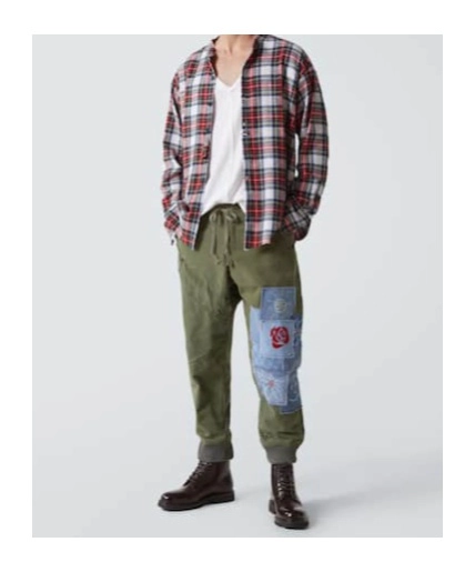 GREG LAUREN Patchwork Cotton Sweatpants