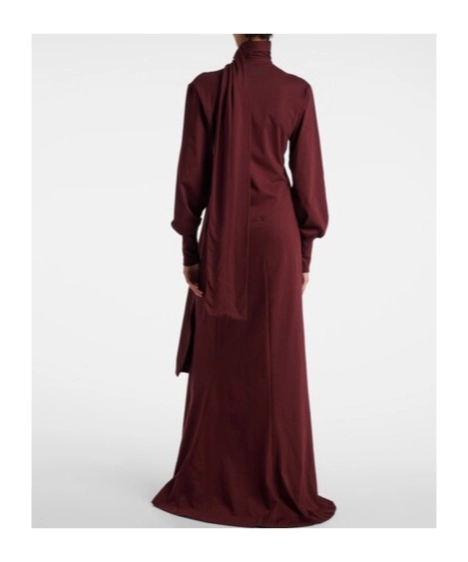 Plan C V-neck Scarf Detail Cotton Maxi Dress