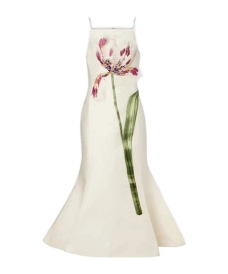 LEO Lin Regina Floral Embroidered Wool And Silk Midi Dress - White