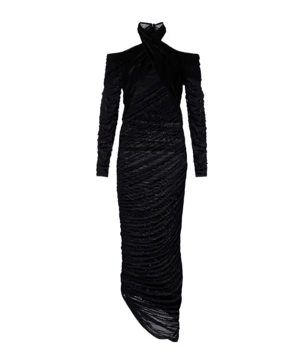 MUGLER Pendulous Ruffle Dress - Black