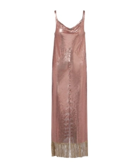 Rabanne Fringed Metallic Midi Dress - Brown
