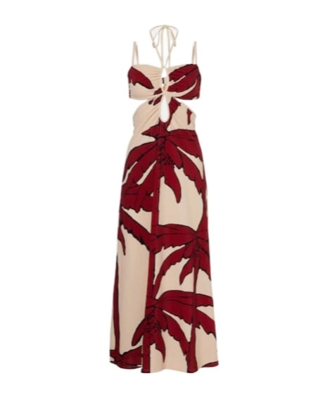 Johanna Ortiz Printed Cutout Midi Dress - Red