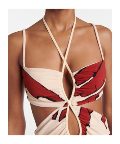 Johanna Ortiz Printed Cutout Midi Dress