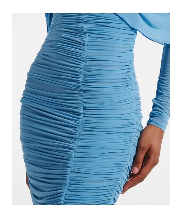 Magda Butrym Floral Appliqué Ruched Midi Dress - Blue
