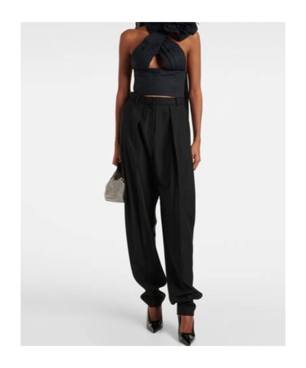 AREA Floral-appliqué Halterneck Cotton Poplin Top