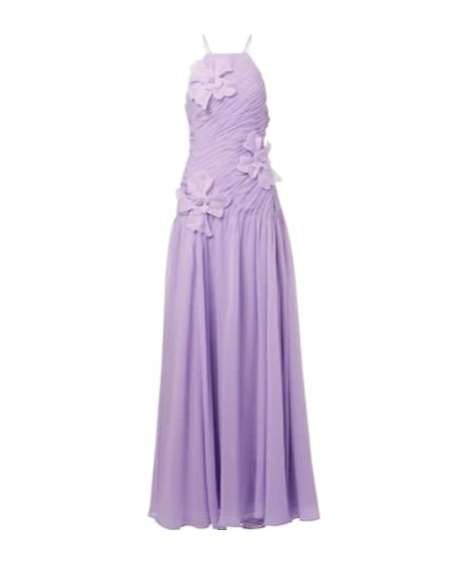 LEO Amaya Floral-appliqué Gathered Gown