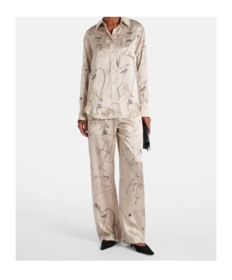 Victoria Beckham Printed Silk Satin Pajama Pants
