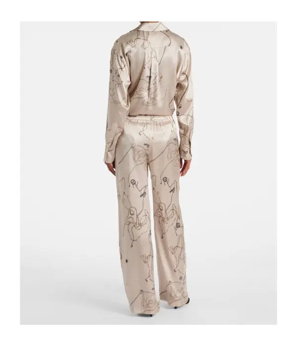 Victoria Beckham Printed Silk Satin Pajama Pants