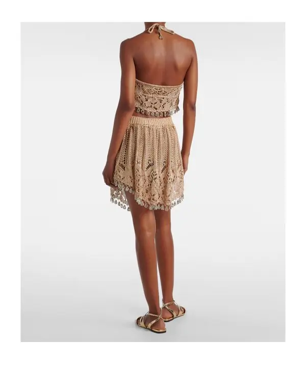 Rabanne Crochet Embellished Lamé Crop Top