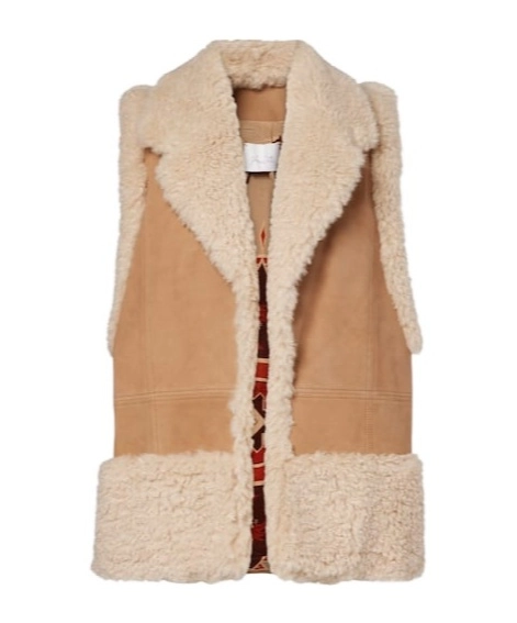 Johanna Ortiz Faux Shearling-trimmed Suede Vest - Nude