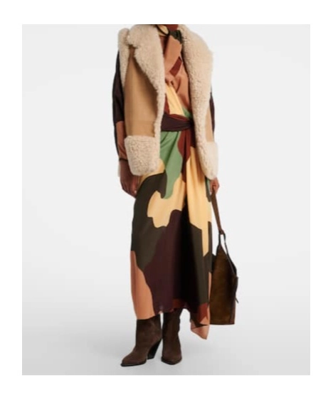 Johanna Ortiz Faux Shearling-trimmed Suede Vest