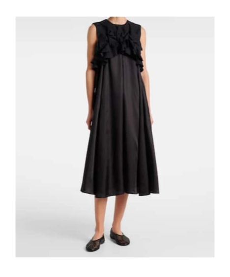 Comme Des Garçons Ruffled Wool Midi Dress