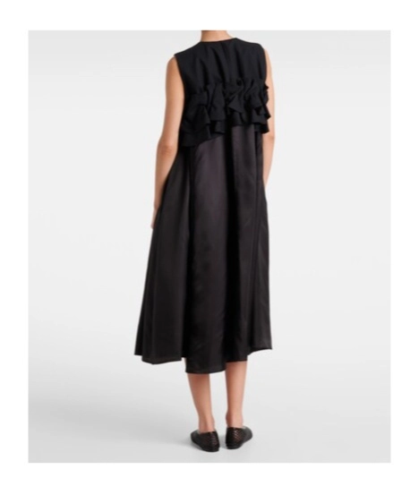 Comme Des Garçons Ruffled Wool Midi Dress