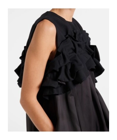 Comme Des Garçons Ruffled Wool Midi Dress