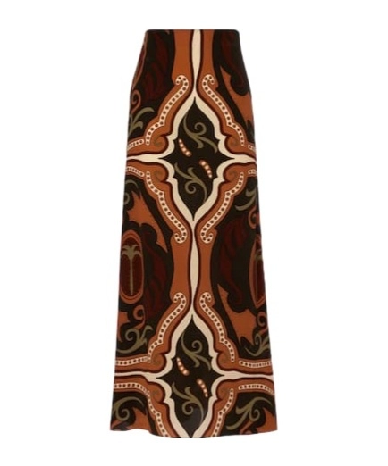 Johanna Ortiz Printed Silk Maxi Skirt - Brown