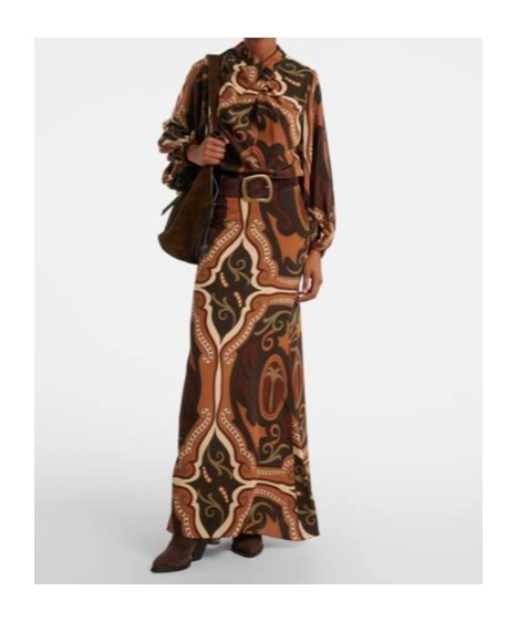 Johanna Ortiz Printed Silk Maxi Skirt