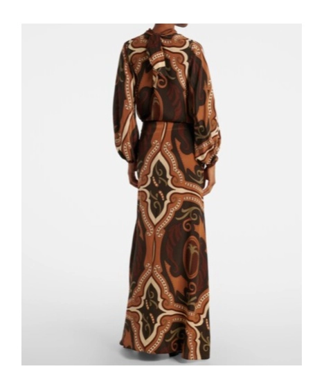 Johanna Ortiz Printed Silk Maxi Skirt