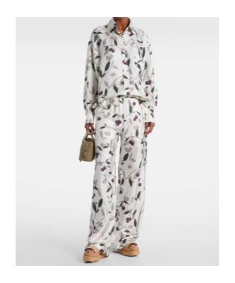 Stella McCartney Printed Silk Twill Wide-leg Pants