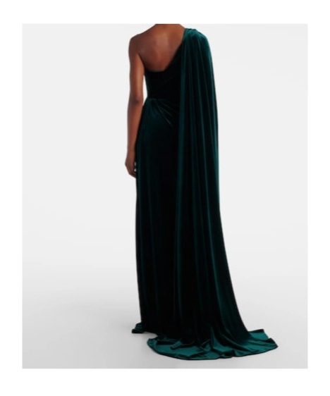 Monique Lhuillier One-shoulder Velvet Gown