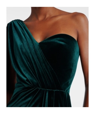 Monique Lhuillier One-shoulder Velvet Gown