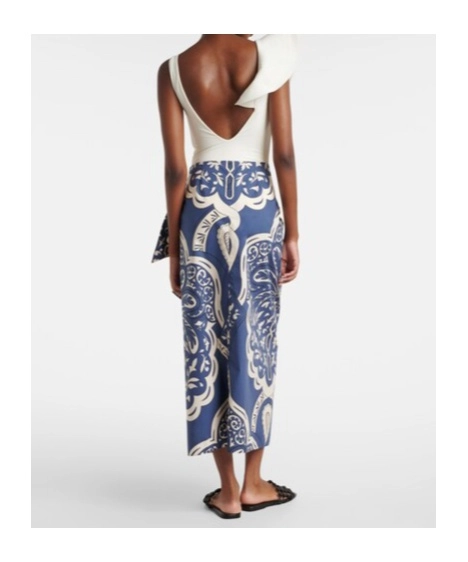 Johanna Ortiz Printed Cotton Poplin Wrap Midi Skirt