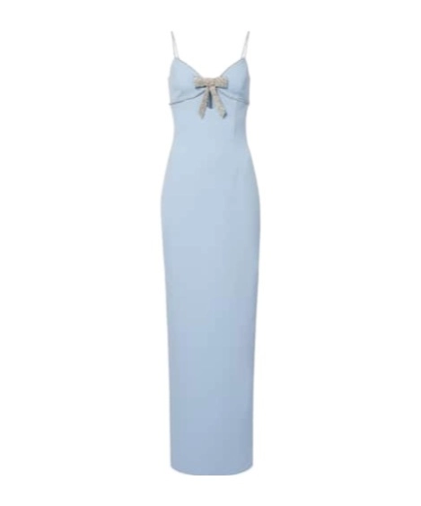Rebecca Vallance Bow-detail Embellished Crêpe Gown - Blue