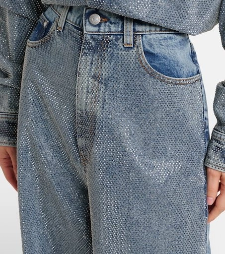 Stella McCartney Crystal-embellished Wide-leg Jeans