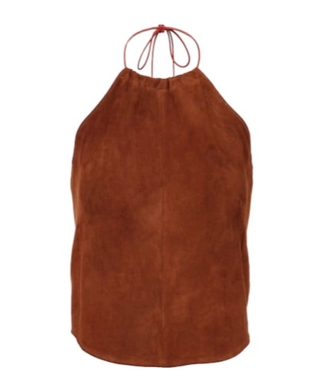 Stouls Halterneck Suede Top - Red
